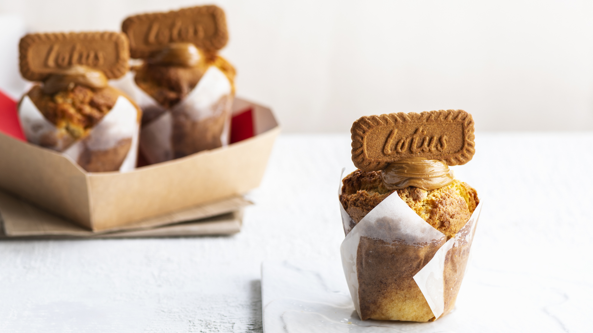 Biscoff and white chocolate muffin | Lotus Biscoff